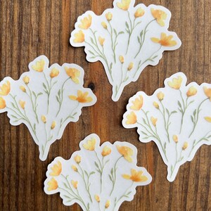 Clear Yellow Flowers Sticker | Waterproof Vinyl Sticker | Water Bottle ...