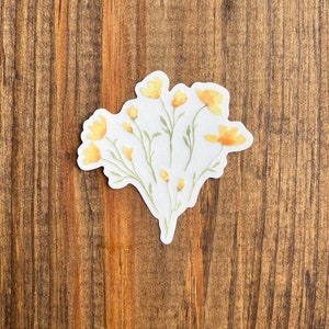 Clear Yellow Flowers Sticker | Waterproof Vinyl Sticker | Water Bottle ...