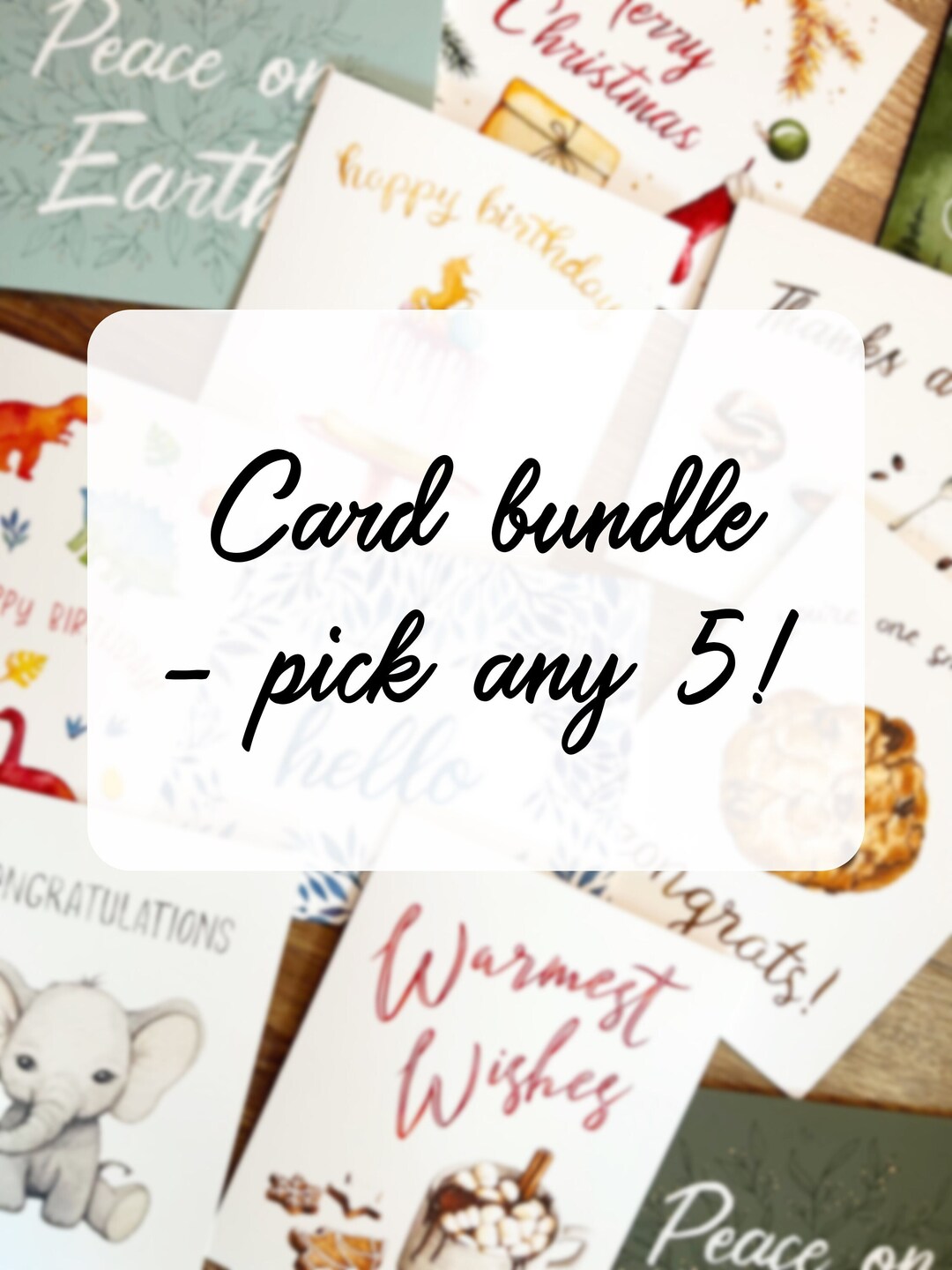 Card Bundle - Set of Five | Variety Pack Greeting Cards | Watercolor ...