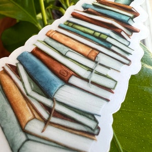 Stack of Books Sticker Watercolor Sticker Gift for Readers Clear ...
