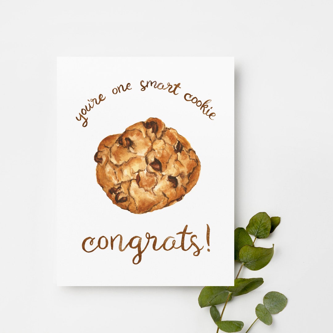 One Smart Cookie Card | Congrats Graduation Card | Watercolor Greeting ...