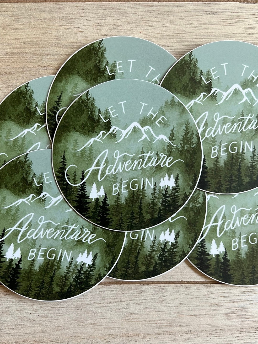 Let the Adventure Begin | Watercolor Sticker | Green Trees and ...