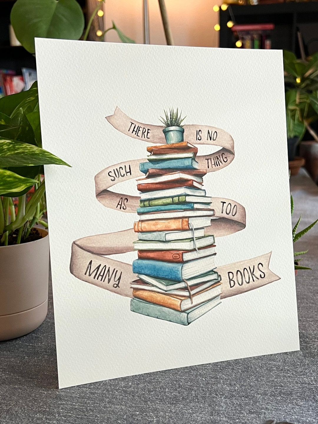 Stack of Books Art Print No Such Thing as Too Many Books - Etsy