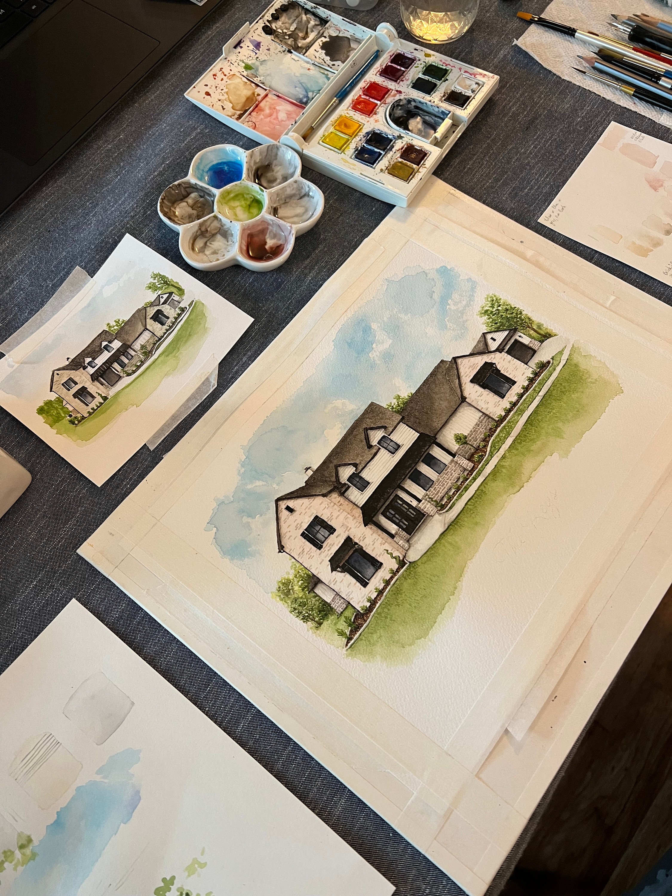 Custom Home Portrait | Hand-painted Watercolor House Illustration ...