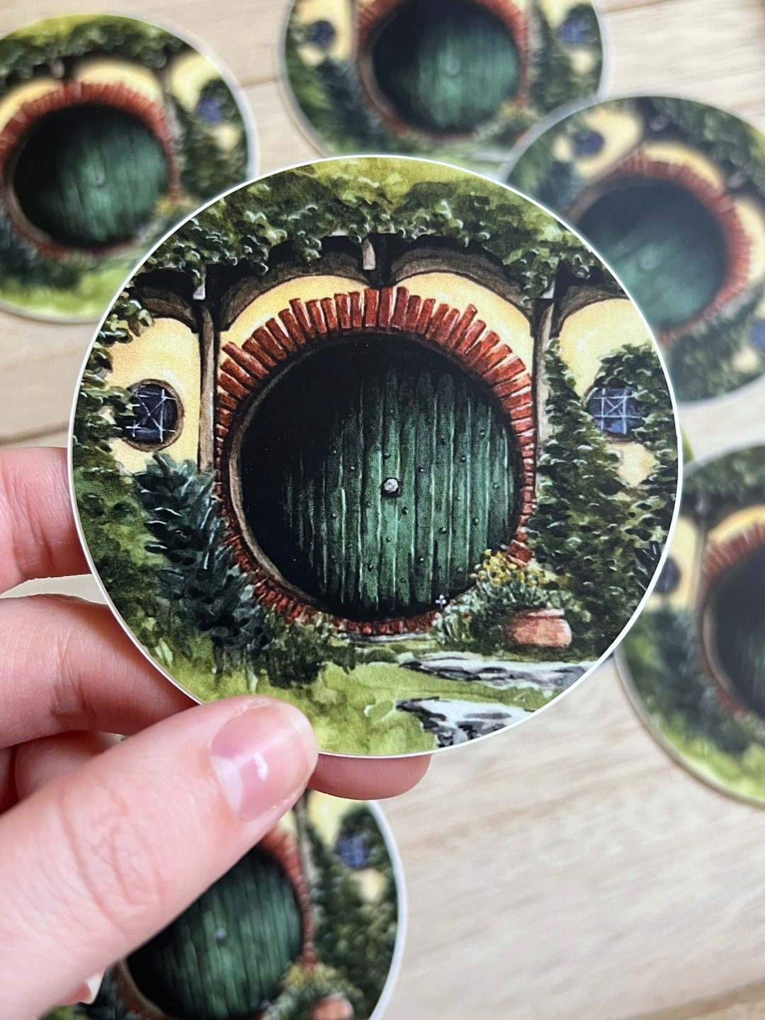 Hobbit Cottagecore Sticker: Watercolor Garden Door, Waterproof Vinyl ...