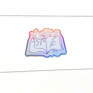 Book With Vines Sticker Holographic Book Sticker Rainbow Colors Vinyl ...