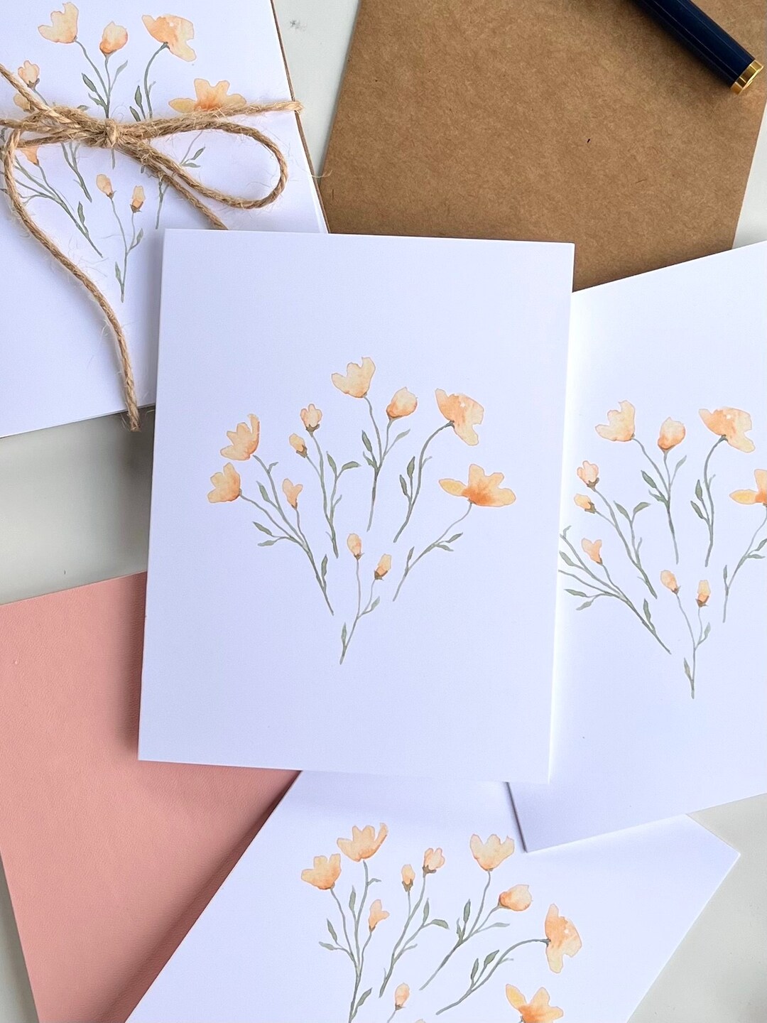 Yellow Flowers Greeting Card | Watercolor Buttercups | Just Because ...