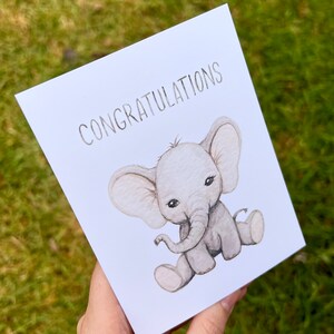 Baby Congratulations Card | Elephant With Balloons | Cute Greeting Card ...