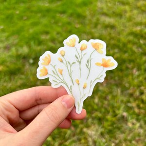 Clear Yellow Flowers Sticker | Waterproof Vinyl Sticker | Water Bottle ...