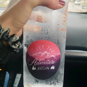 Let the Adventure Begin | Watercolor Sticker | Pink Mountains ...