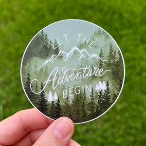 Let the Adventure Begin | Watercolor Sticker | Green Trees and ...