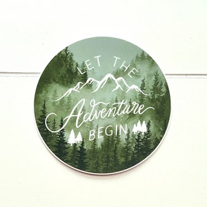 Let the Adventure Begin | Watercolor Sticker | Green Trees and ...