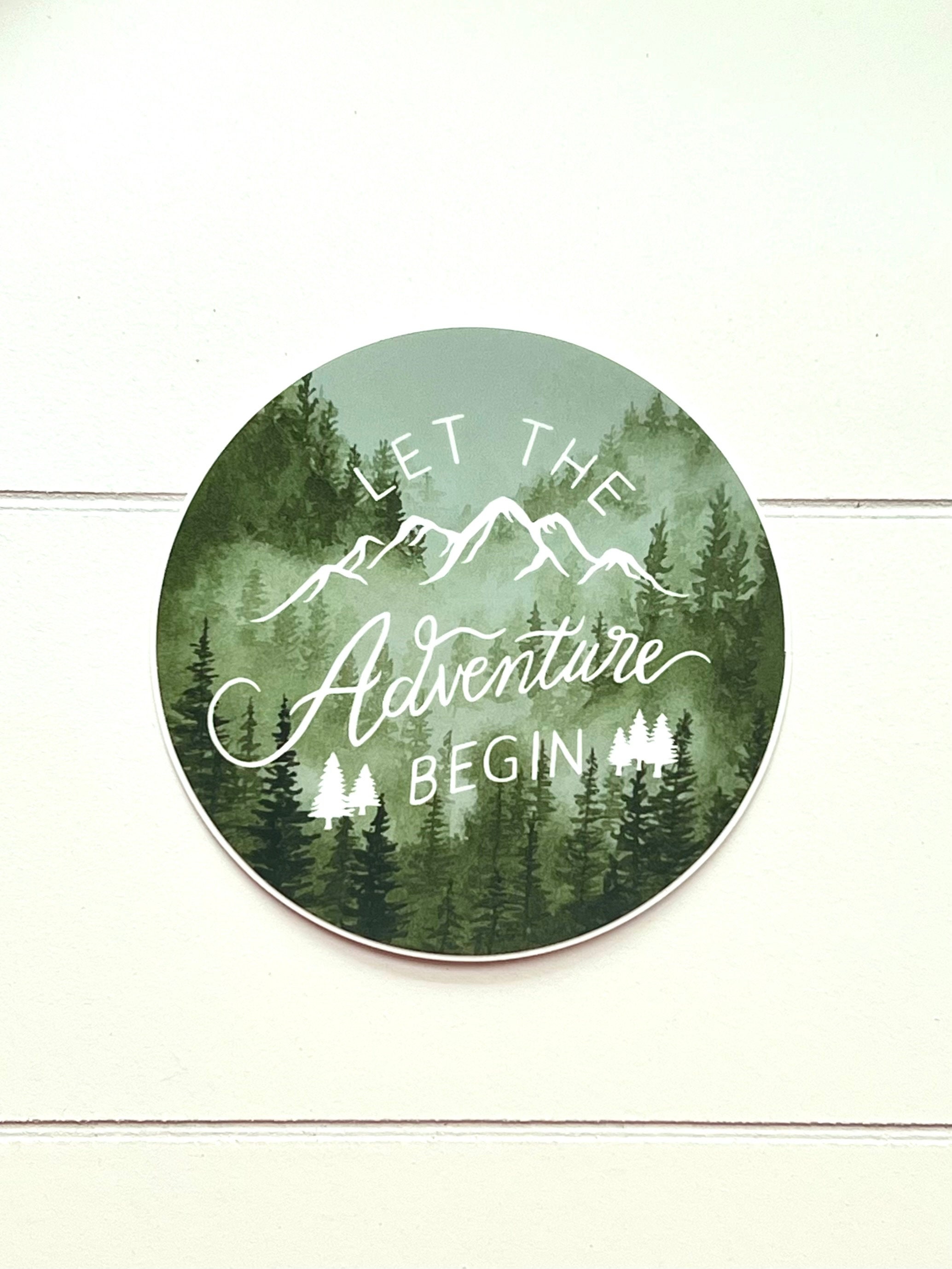 Let the Adventure Begin | Watercolor Sticker | Green Trees and ...