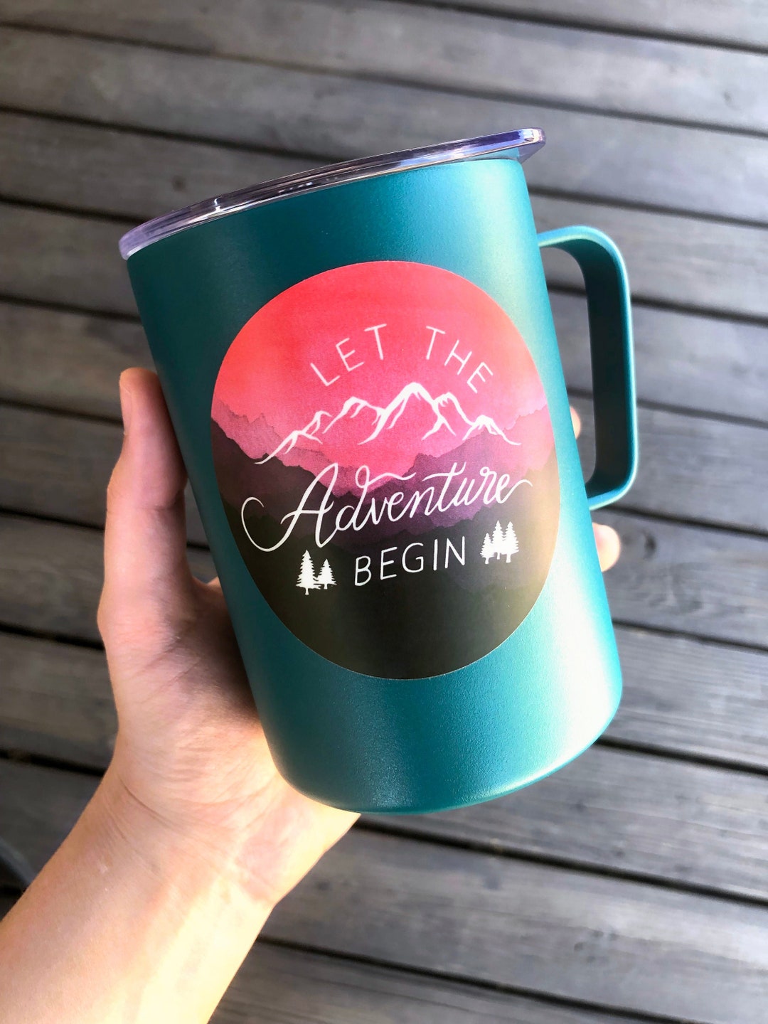 Let the Adventure Begin | Watercolor Sticker | Pink Mountains ...