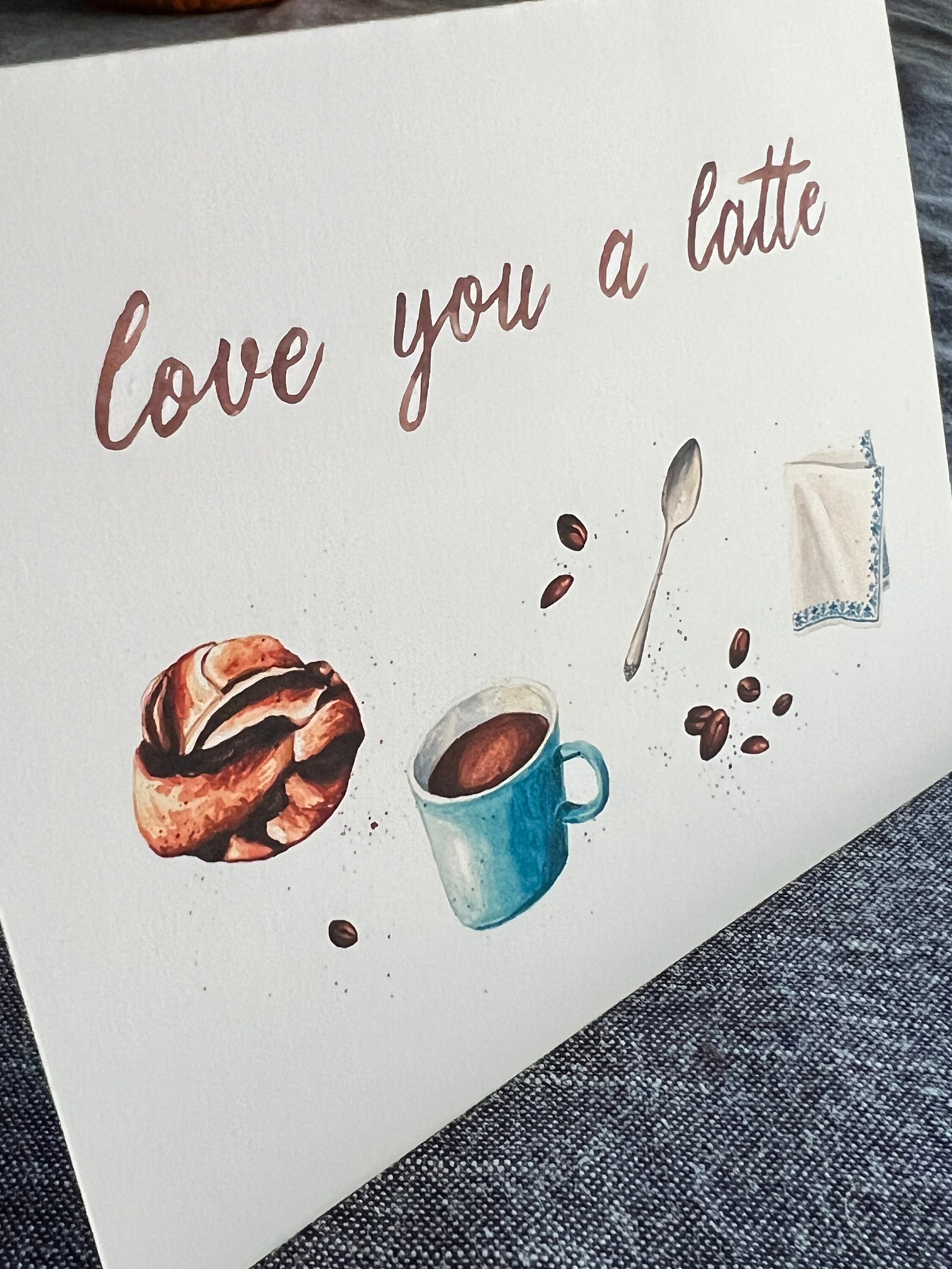 Love You a Latte Greeting Card Coffee and Friendship - Etsy