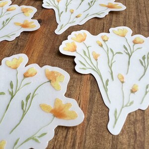 Clear Yellow Flowers Sticker | Waterproof Vinyl Sticker | Water Bottle ...