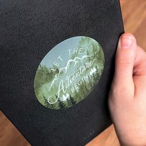 Let the Adventure Begin | Watercolor Sticker | Green Trees and ...