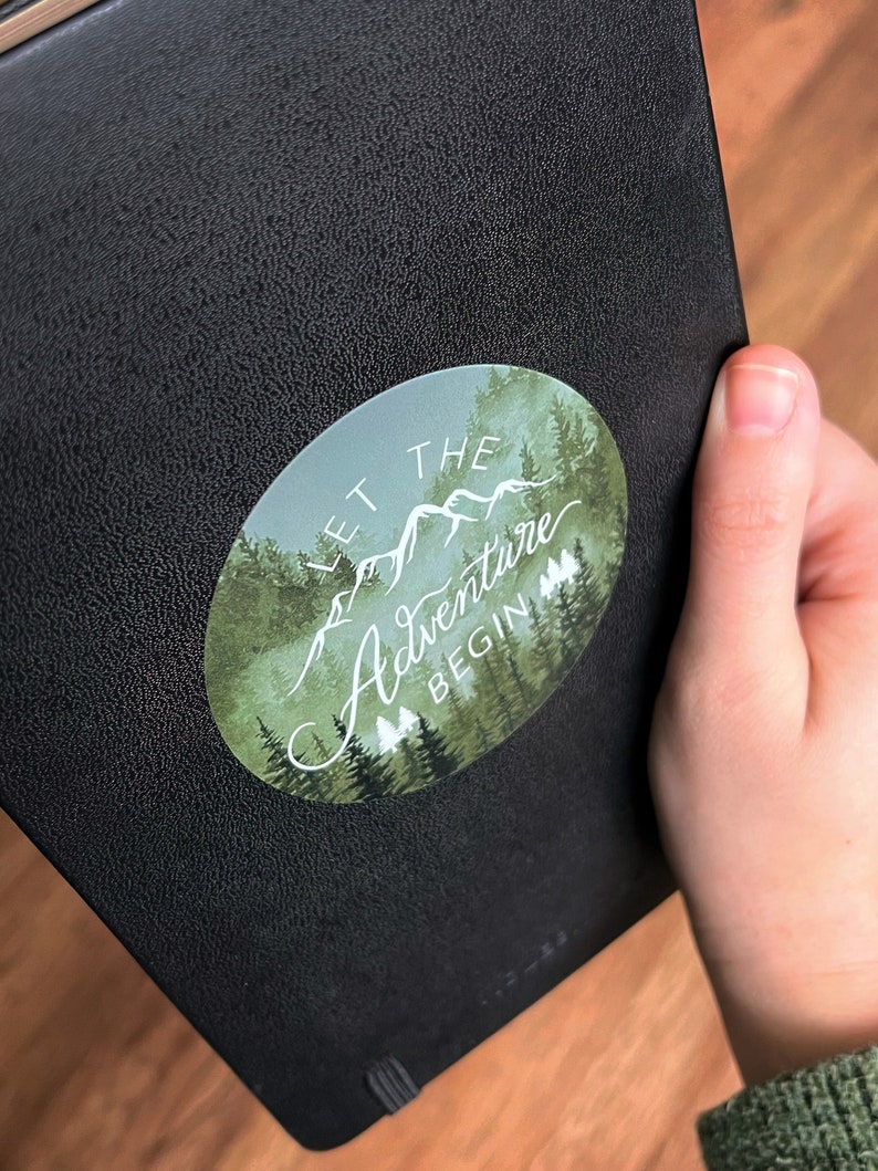 Let the Adventure Begin Watercolor Sticker Green Trees and - Etsy