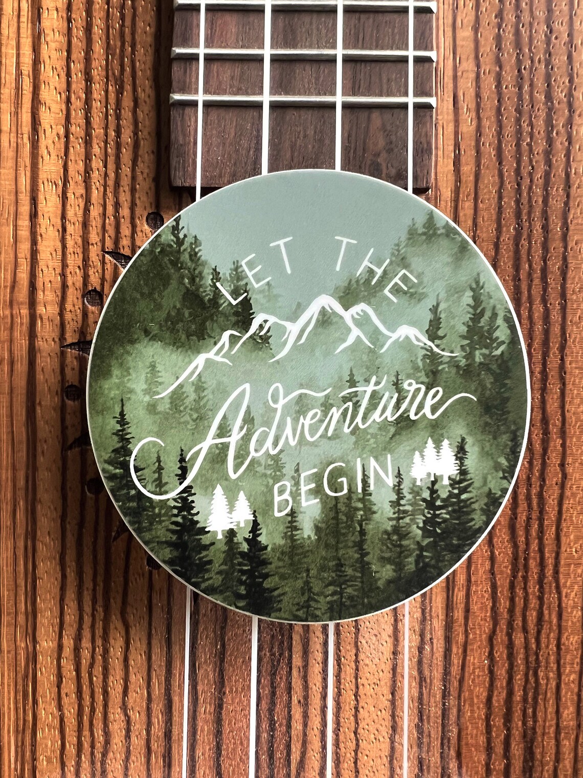 Let the Adventure Begin Watercolor Sticker Green Trees and - Etsy