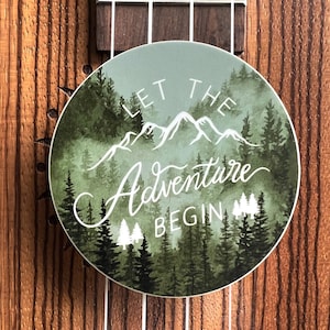 Let the Adventure Begin | Watercolor Sticker | Green Trees and ...