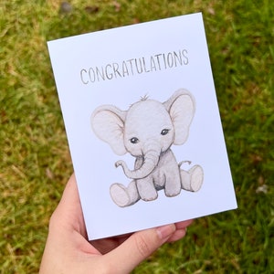 Baby Congratulations Card | Elephant With Balloons | Cute Greeting Card ...
