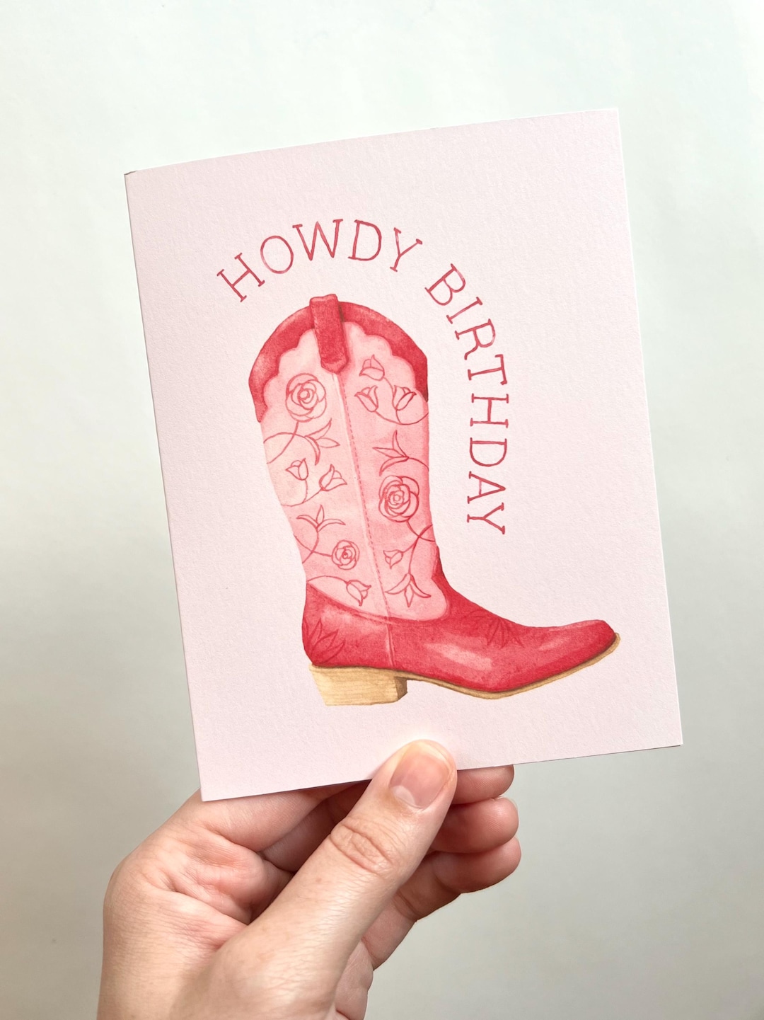 Cowgirl Boot Birthday Card | Pink Country Western | Greeting Card for ...