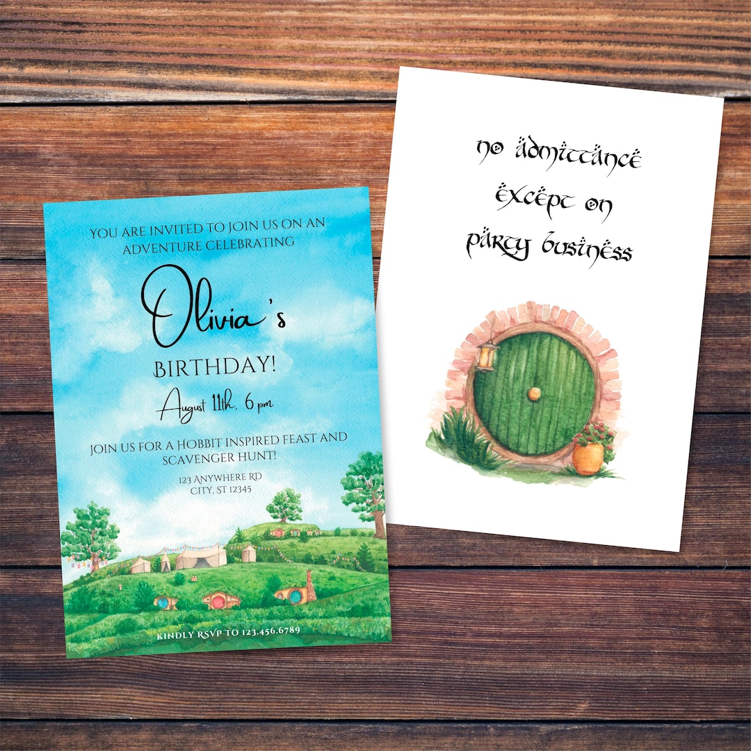 Hobbit Birthday Invitation | Editable LOTR Invite | Printable Download ...