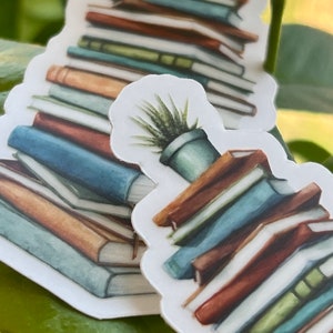 Stack of Books Sticker Watercolor Sticker Gift for Readers Clear ...