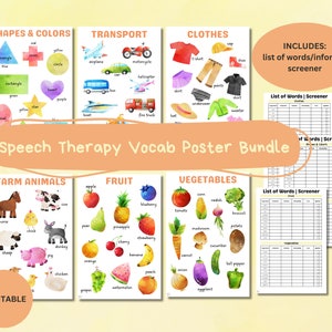 Vocabulary Poster Bundle | Speech Therapy | 6 Prints & Informal ...