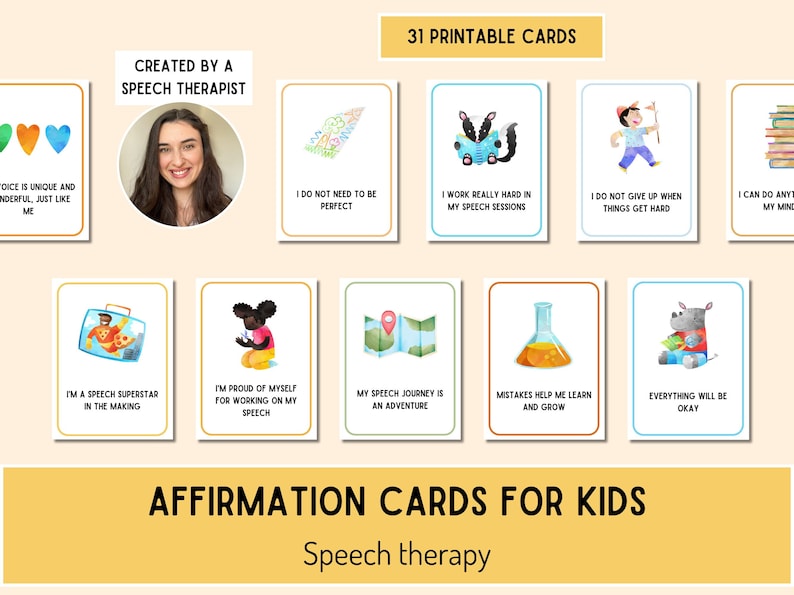Printable Affirmation Cards for Speech Therapy Kids | Pediatric Speech ...