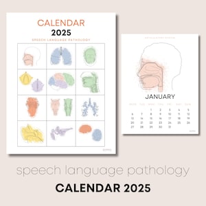 2025 SLP Calendar Printable | Speech Therapy Anatomy Art (PDF) - Etsy