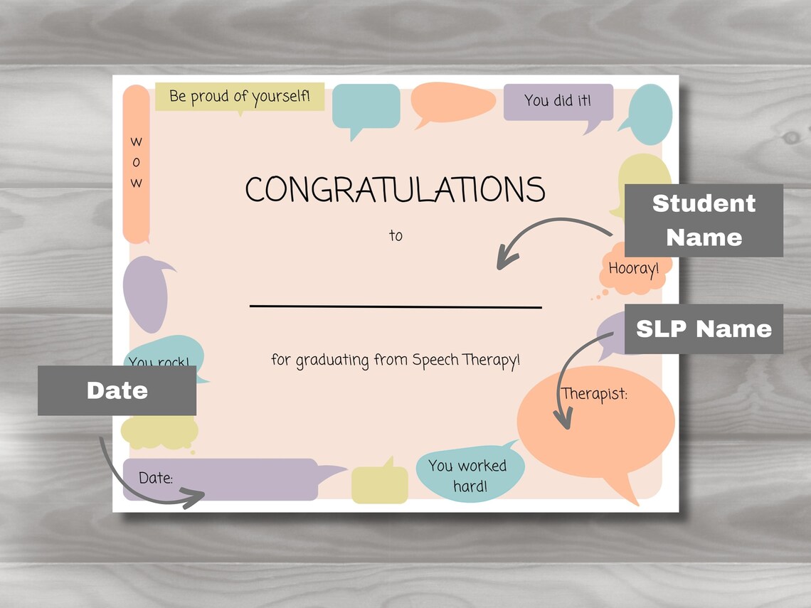 Graduation Certificate Speech Therapy | Pediatric Speech Therapist ...