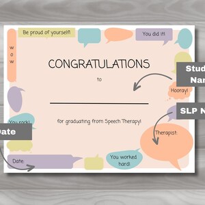 Graduation Certificate Speech Therapy | Pediatric Speech Therapist ...