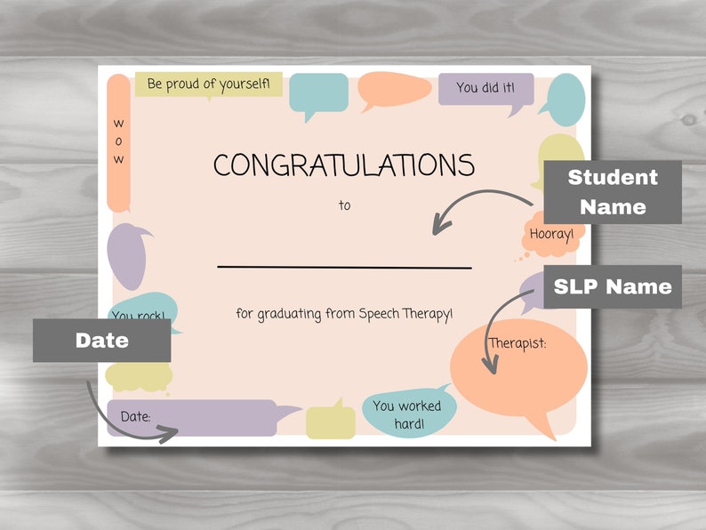 Graduation Certificate Speech Therapy | Pediatric Speech Therapist ...
