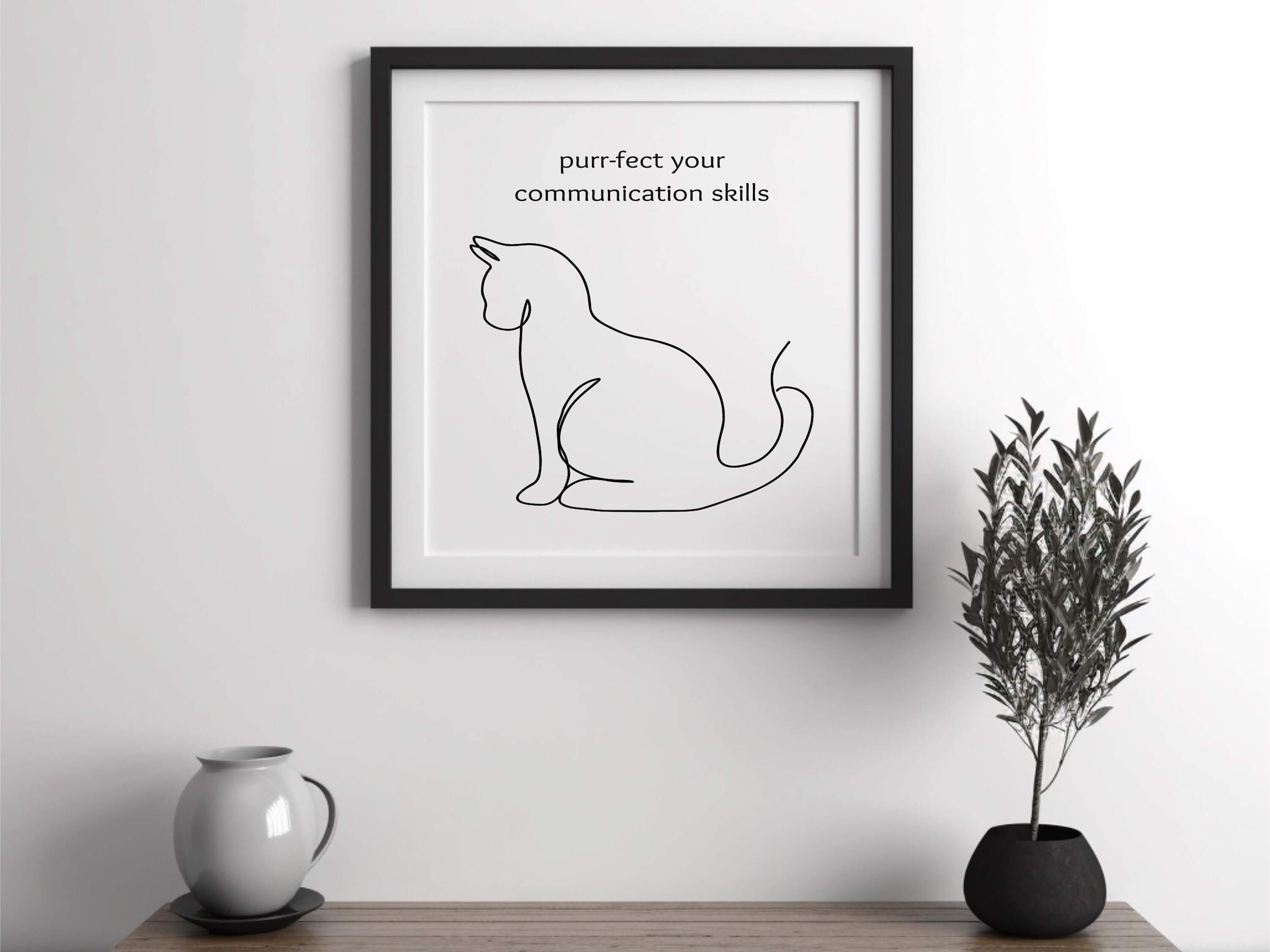 Speech Therapy Cat Wall Art | Funny Pet Pun Poster | Printable Black ...