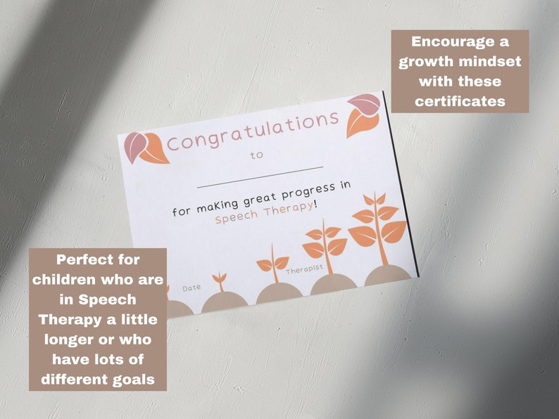 Progress Certificate Speech Therapy | Set of 5 Designs | Printable ...