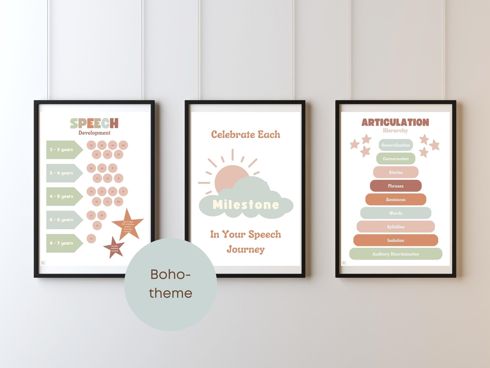 SLP Boho Poster Bundle | 6 Prints | Speech Therapy Room & Office Decor ...
