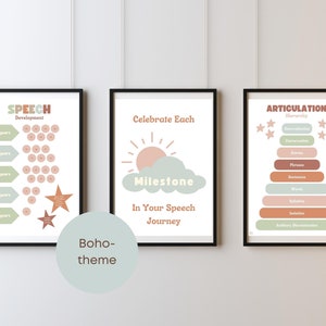 SLP Boho Poster Bundle | 6 Prints | Speech Therapy Room & Office Decor ...