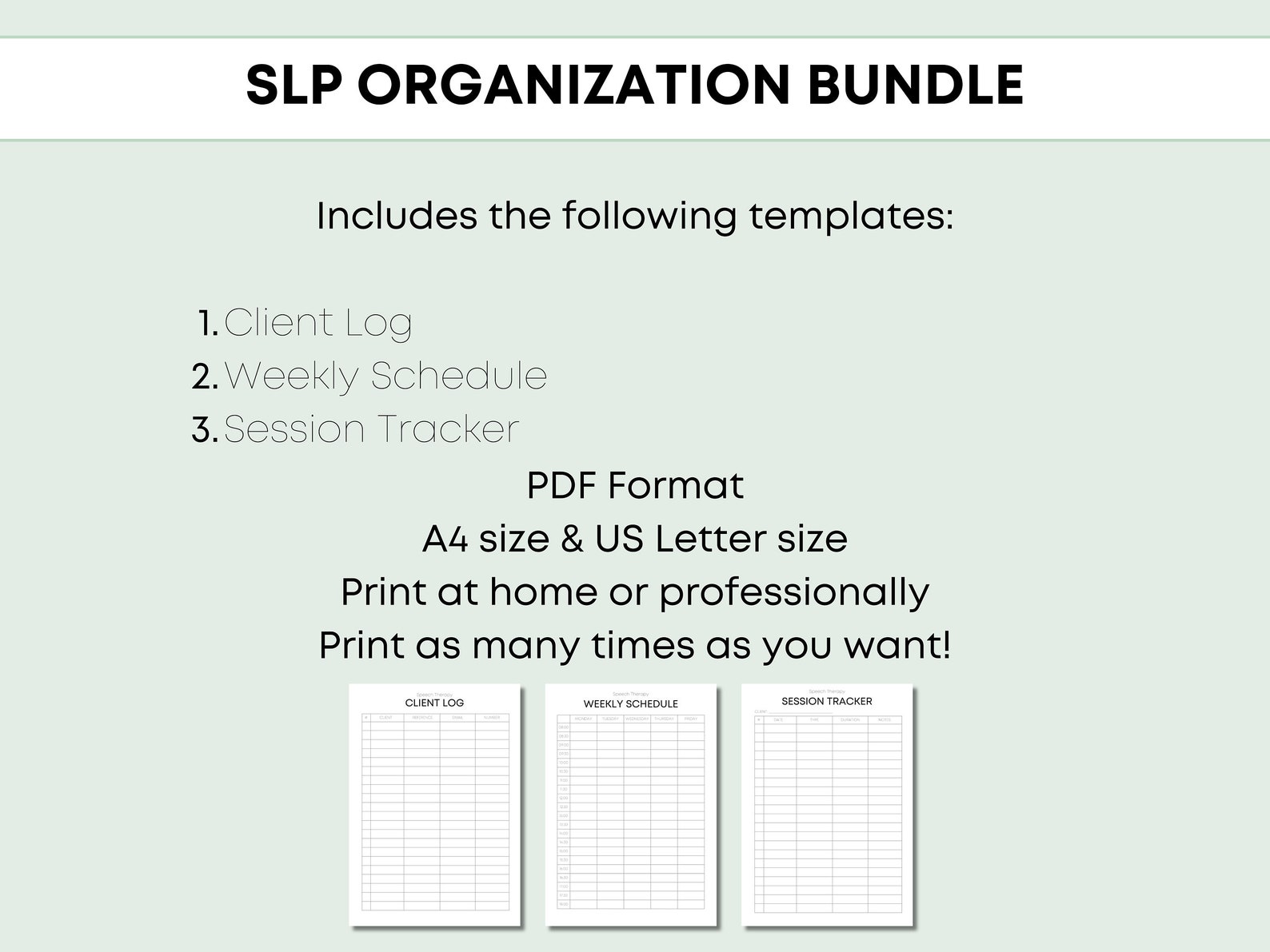 SLP Printable Planner Forms | Speech Therapy Client Log PDF | A4 Weekly ...