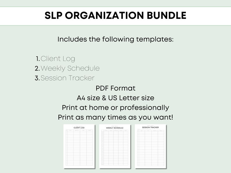 SLP Printable Planner Forms | Speech Therapy Client Log PDF | A4 Weekly ...