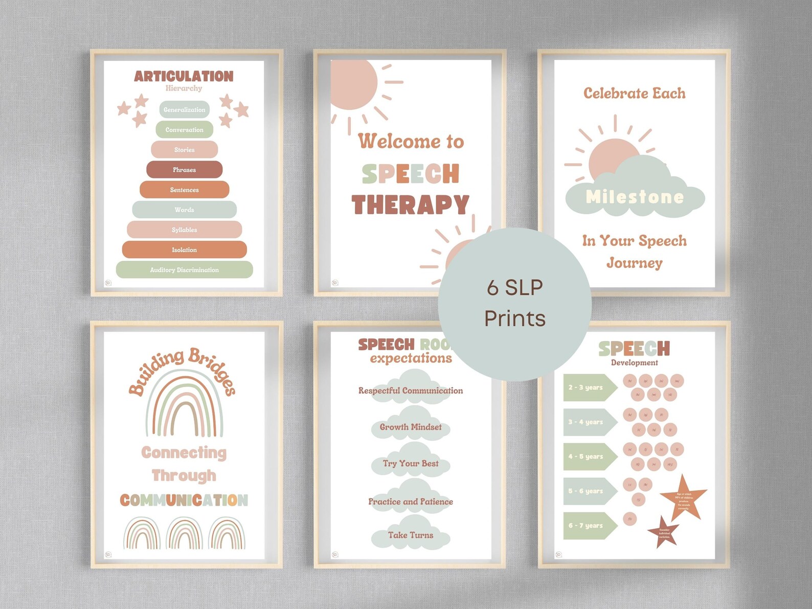 SLP Boho Poster Bundle | 6 Prints | Speech Therapy Room & Office Decor ...