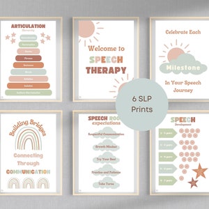 SLP Boho Poster Bundle | 6 Prints | Speech Therapy Room & Office Decor ...