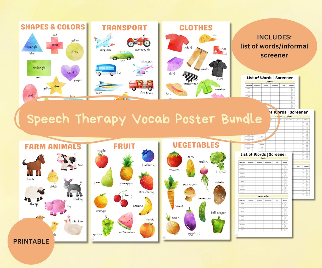 Vocabulary Poster Bundle | Speech Therapy | 6 Prints & Informal ...