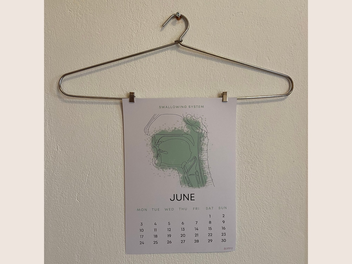 2024 Speech Pathology Calendar Printable Vertical A4 Letter A3 A5 PDF ...