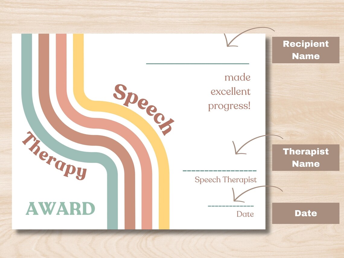 Progress Certificate Speech Therapy | Set of 5 Designs | Printable ...