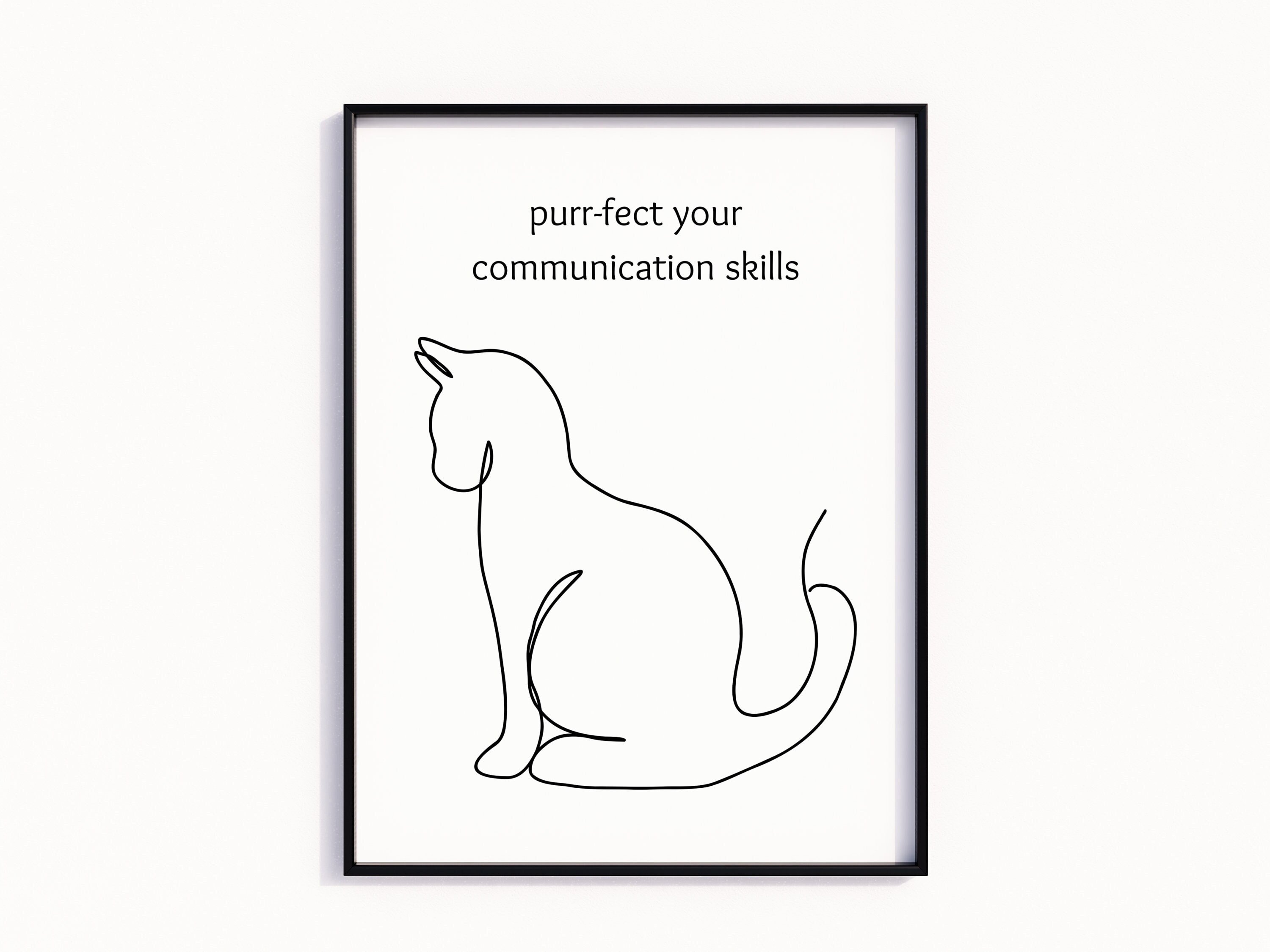 Speech Therapy Cat Wall Art | Funny Pet Pun Poster | Printable Black ...