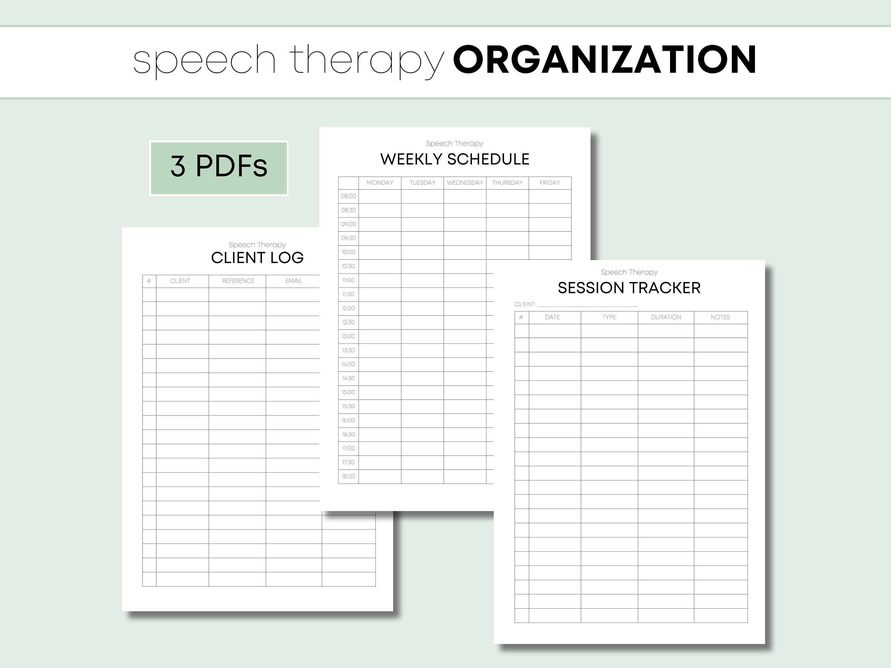 SLP Printable Planner Forms | Speech Therapy Client Log PDF | A4 Weekly ...