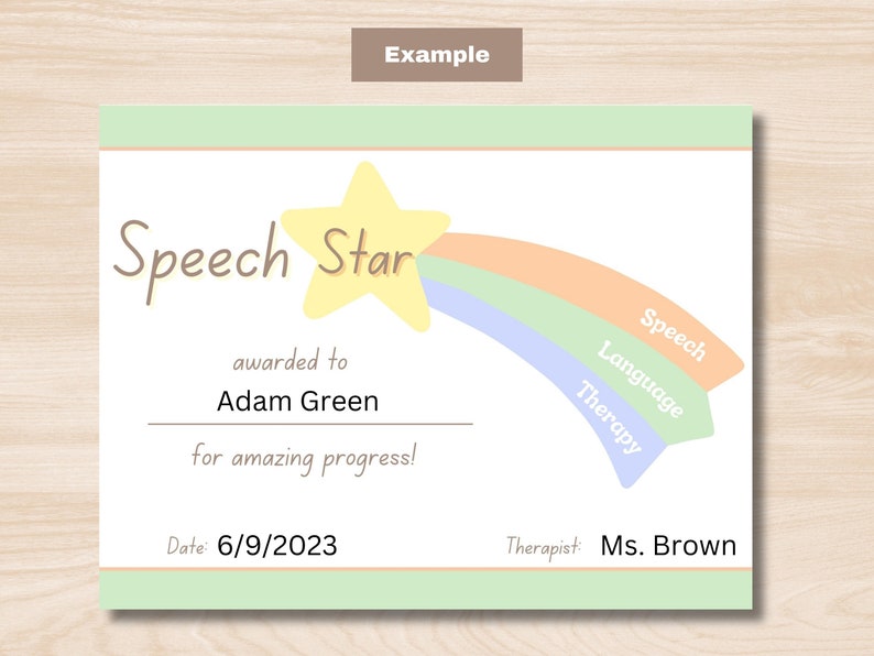 Progress Certificate Speech Therapy | Set of 5 Designs | Printable ...