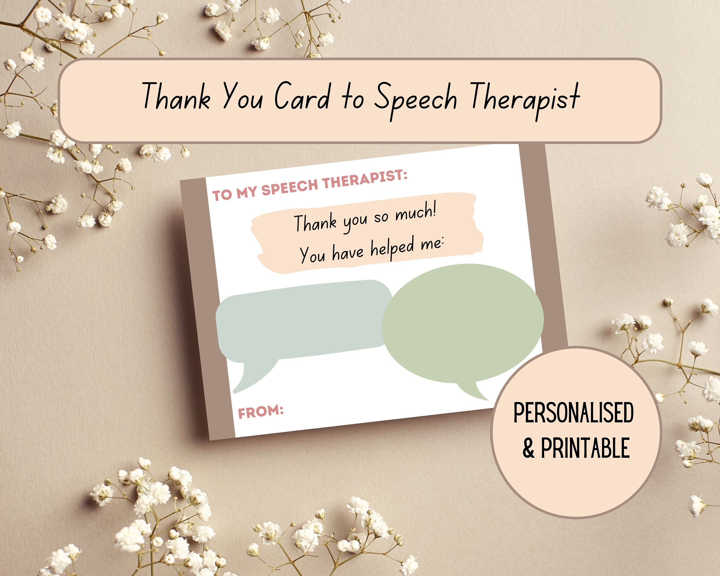 Thank You Card for My Speech Therapist Template and Personalisation ...