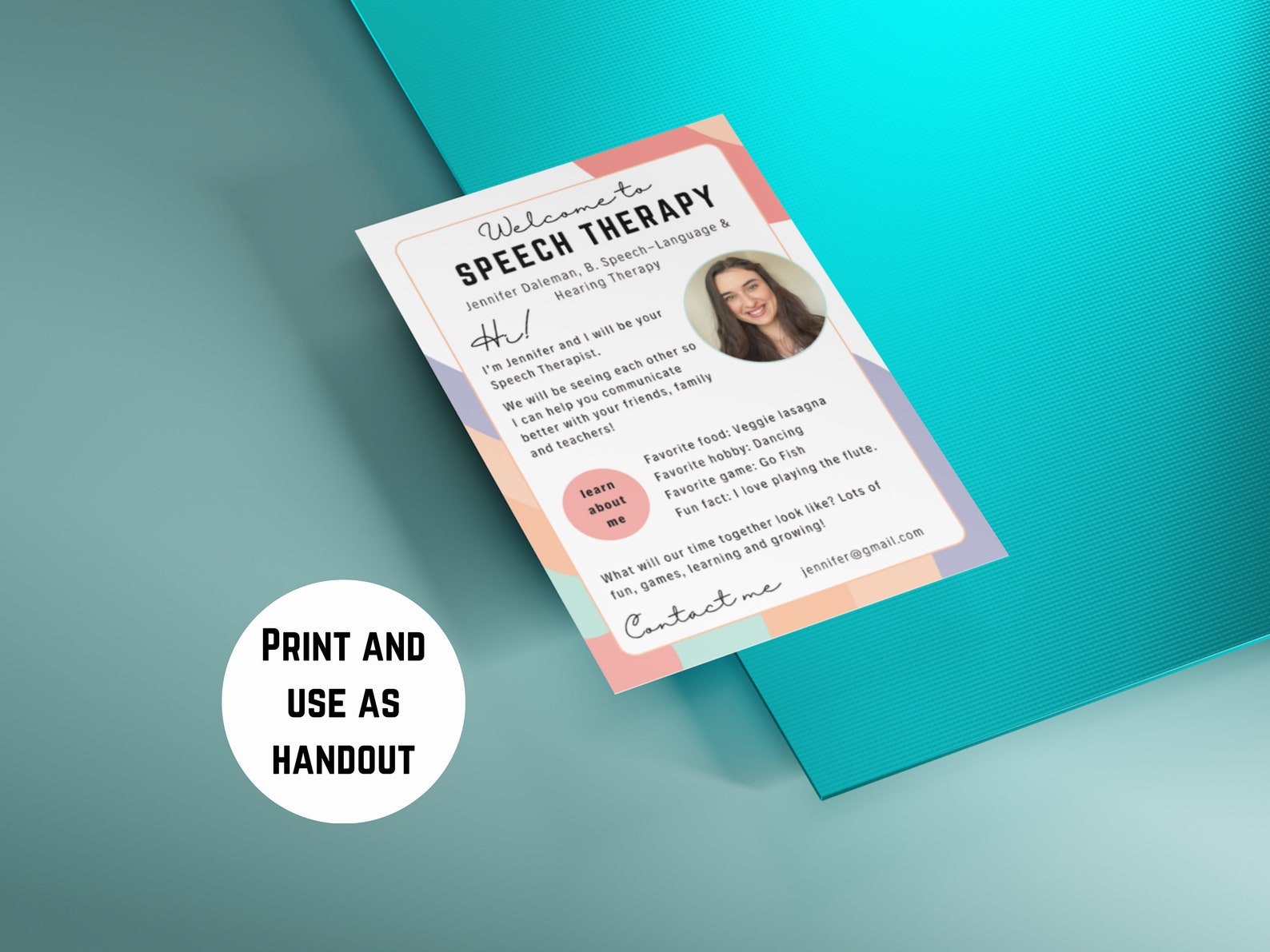 Meet Your SLP Handout | Editable Speech Therapy Template (digital ...